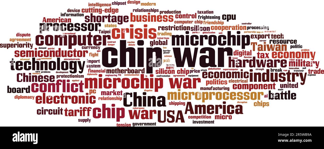 Chip war word cloud concept. Collage made of words about chip war ...