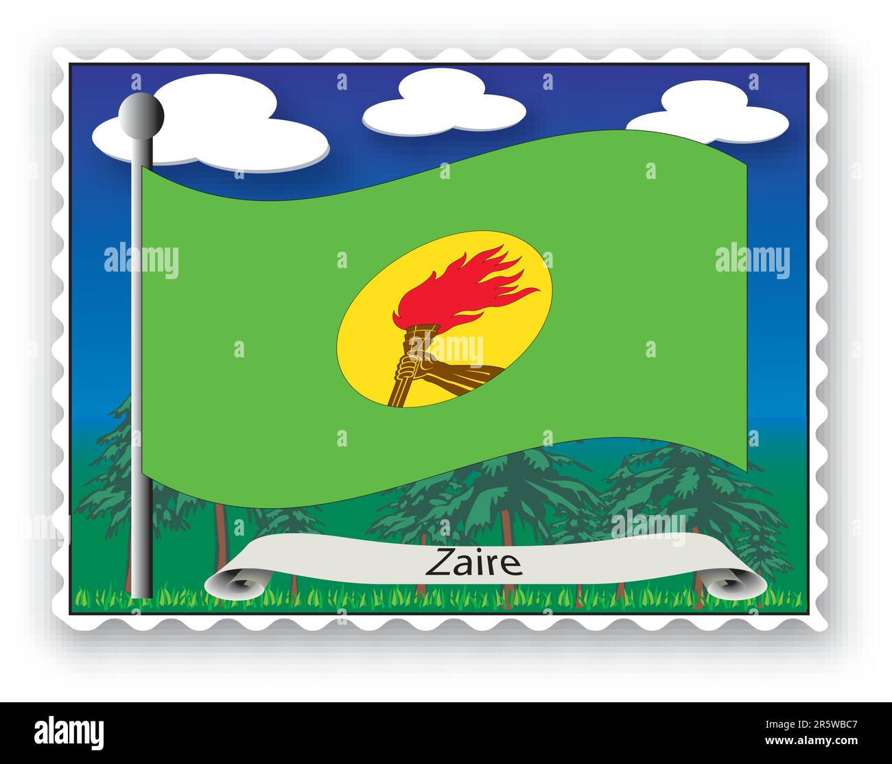 Stamp with flag from Zaire- Vector Stock Vector Image & Art - Alamy