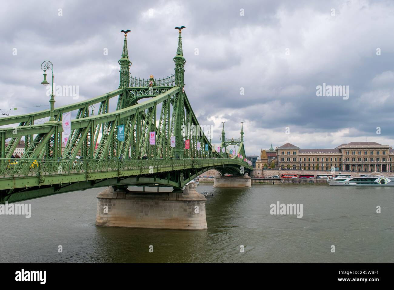 Budapest, Hungary - April 15, 2023 symbol of freedom the green bridge ...