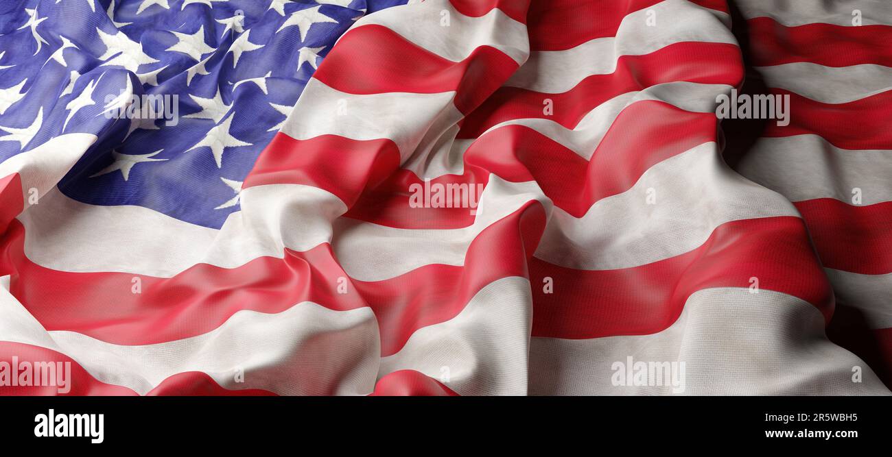 USA flag wave background, American National Holiday, Memorial and Independence day, July 4th. 3d ...