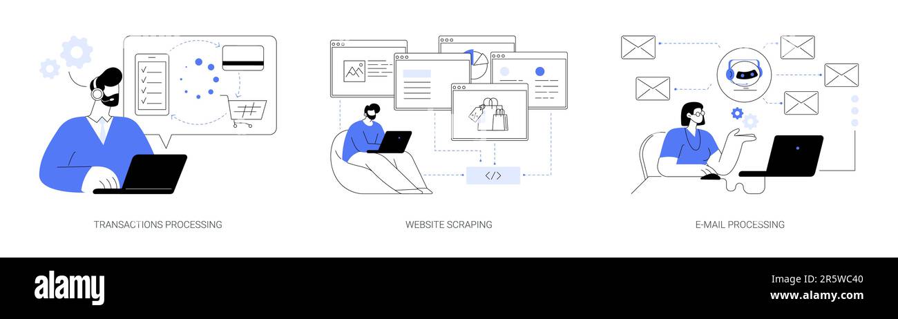 Business processes automation abstract concept vector illustrations ...