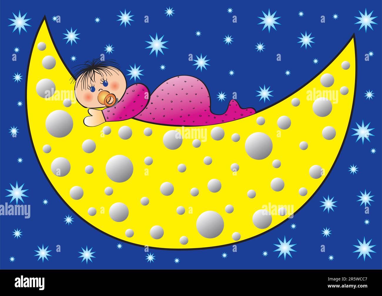 Illustration of a moon with baby Stock Vector Image & Art - Alamy