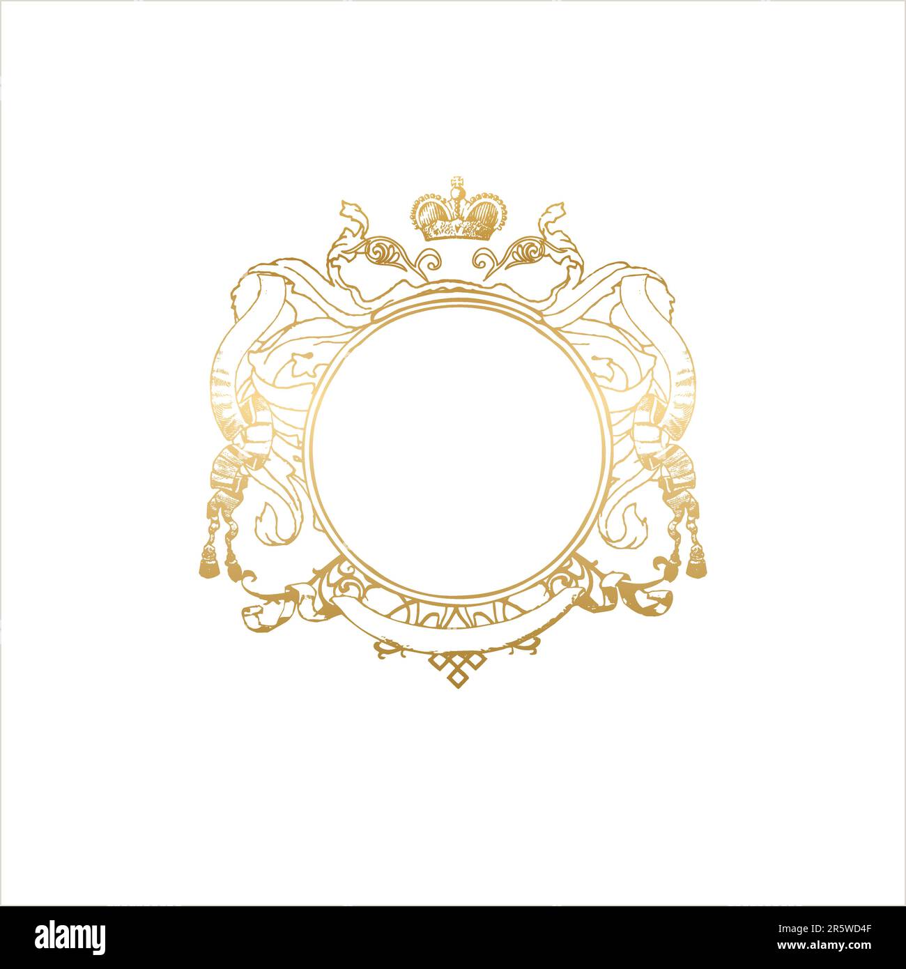 round frame with floral ornament and crown. Blank so you can add your ...