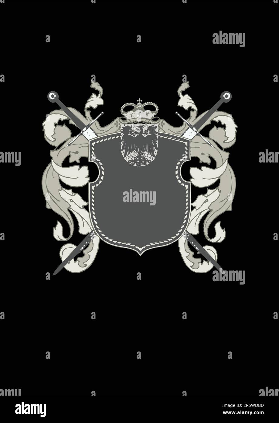 An heraldic shield or badge, blank so you can add your own images ...