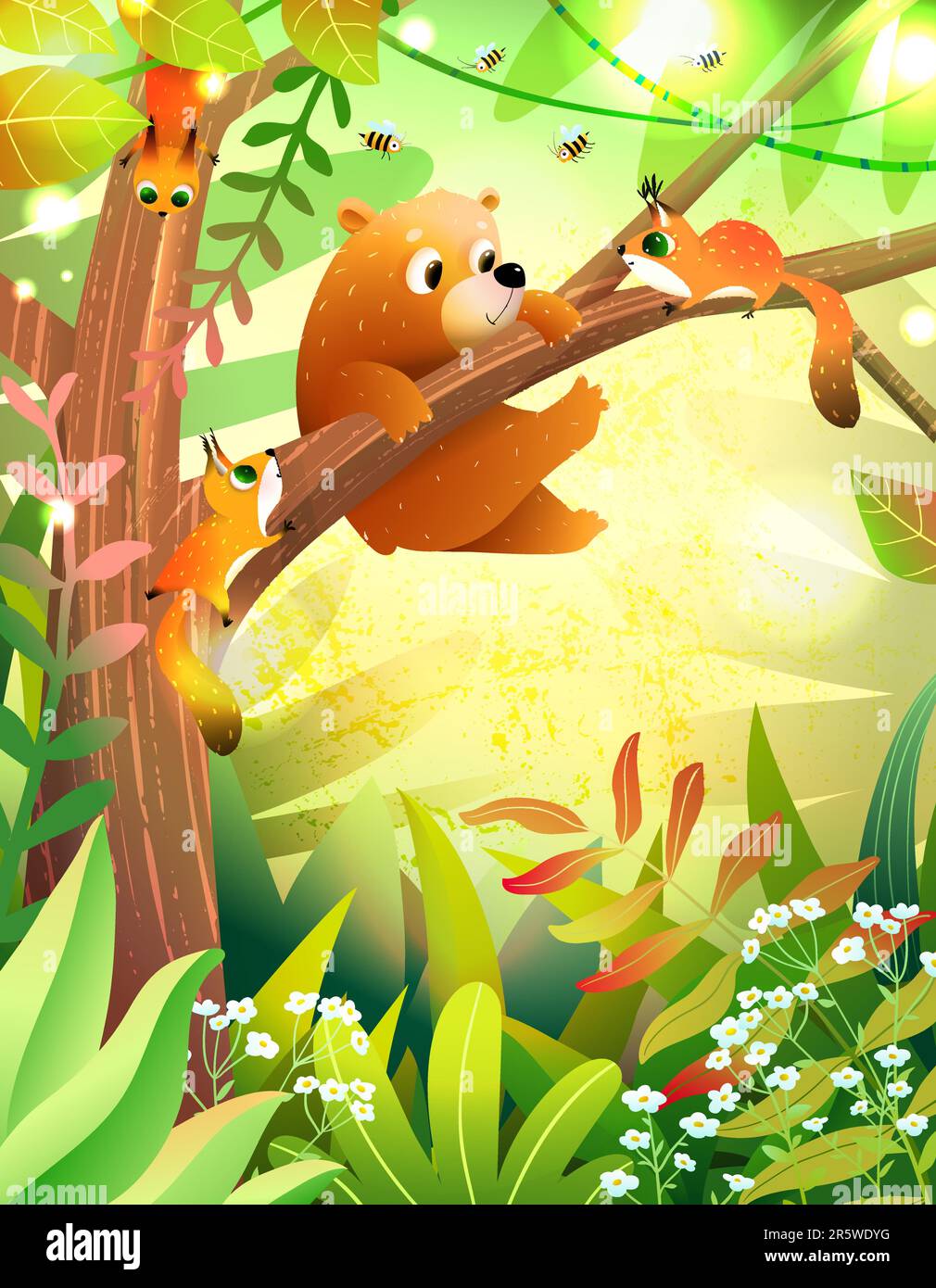 Squirrel on tree in Stock Vector Images - Alamy