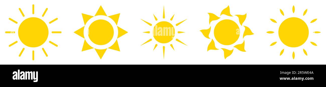 Collection of sun icons. Vector illustration isolated on white ...