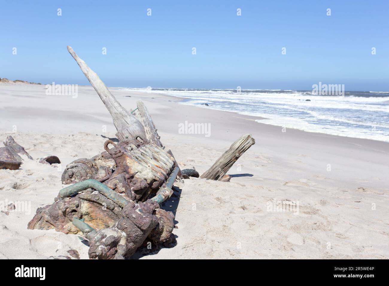 The shipwreck of the Benguela Eagle, which ran aground in 1973, Namibia ...
