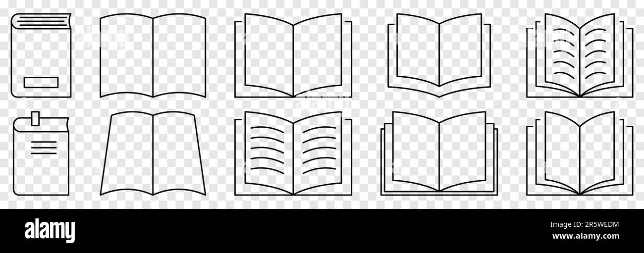 Book line icons set. Outline sign for library. Vector illustration ...