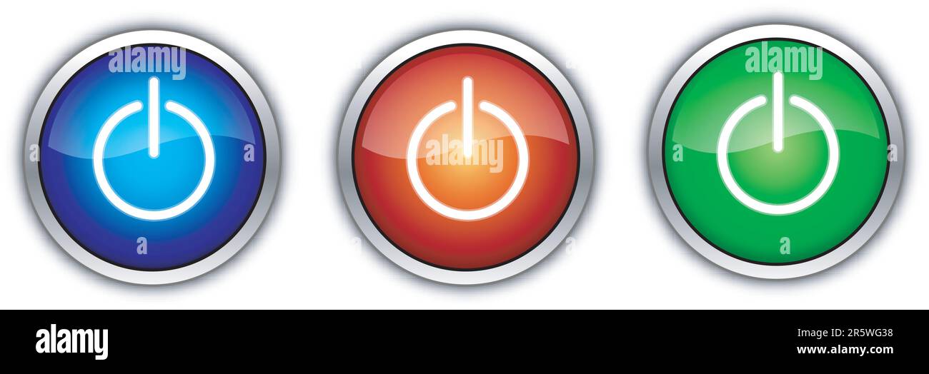 Colored shiny glassy power switch icon buttons Stock Vector Image & Art ...