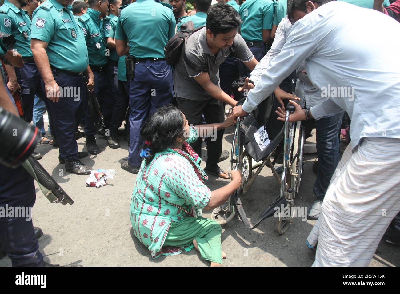 Dhaka Bangladesh 04may2023,Physically challenged stage demonstration at Shahbagh in city on ...