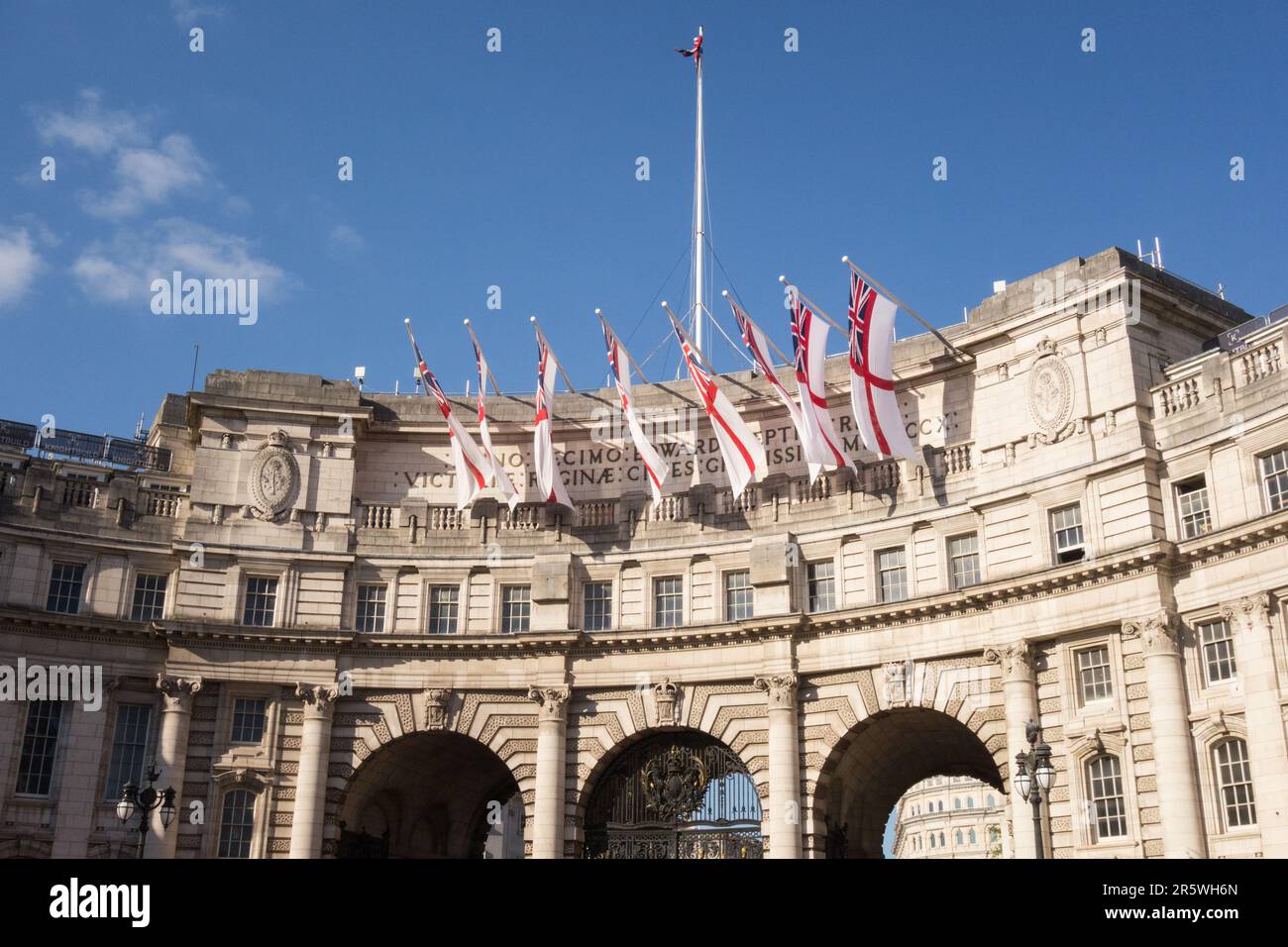 Admiralty Arch covered in White Ensigns, The Mall, St. James's, London ...