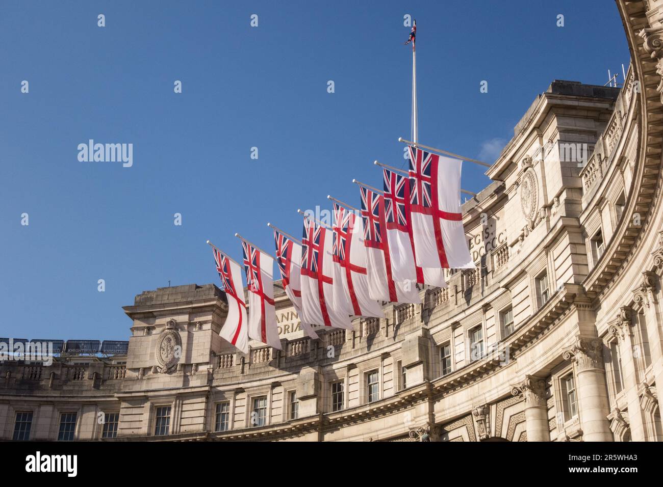Admiralty Arch covered in White Ensigns, The Mall, St. James's, London ...