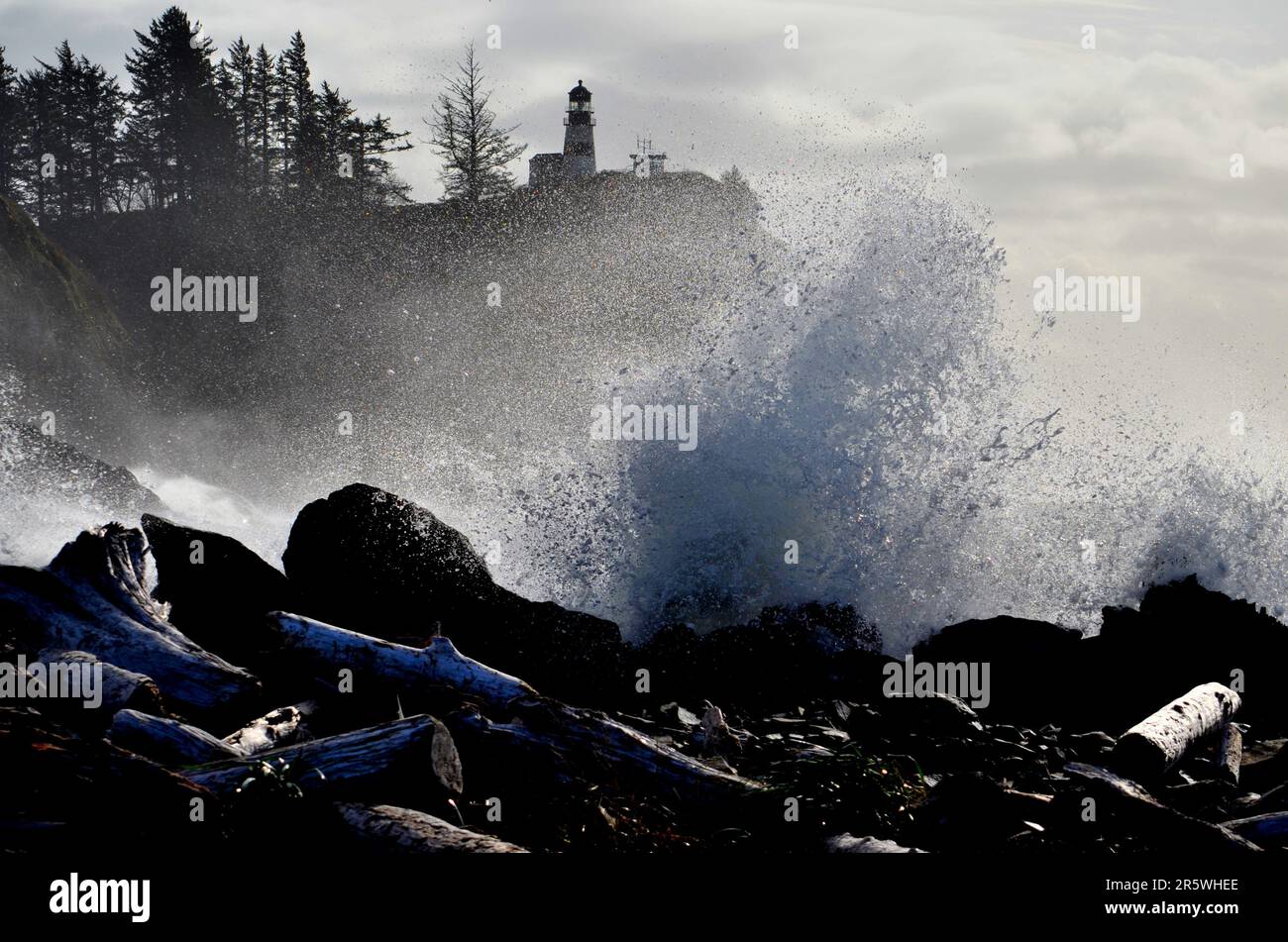 The ocean waves crashing along the Washington coast during stormy ...
