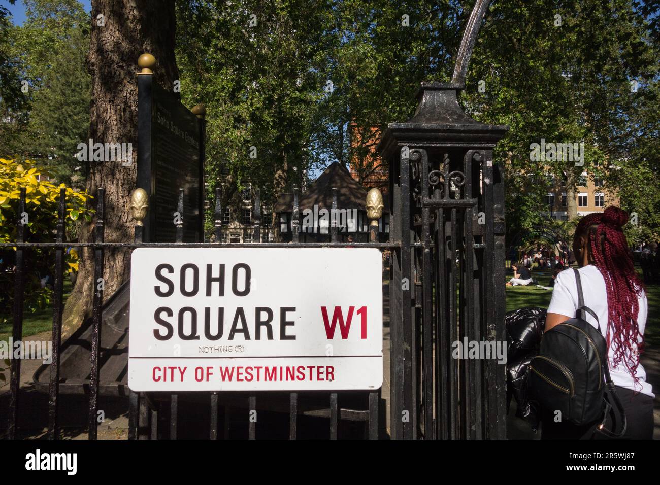 Soho Square street sign, Soho, City of Westminster, London, W1, England ...