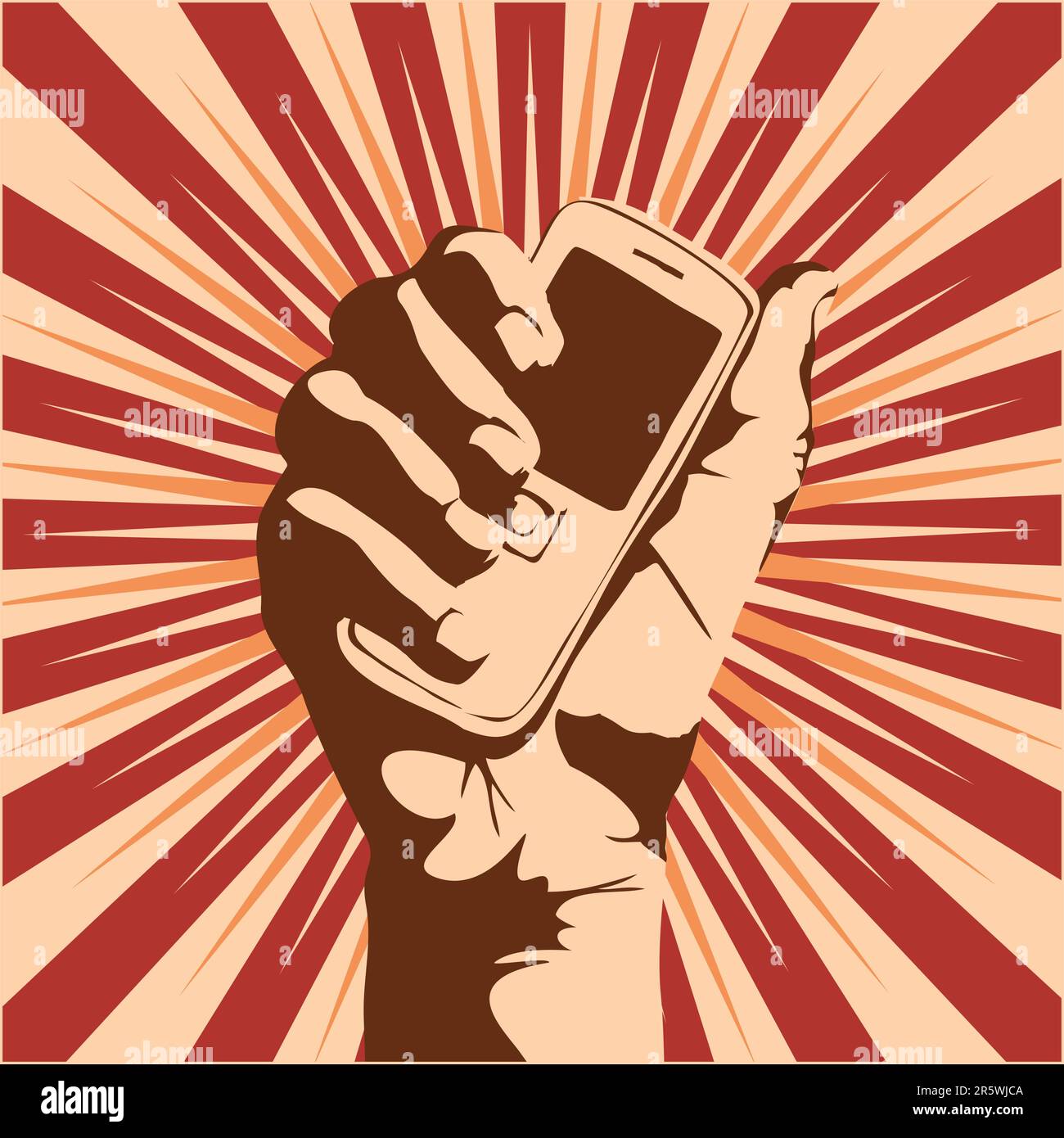 Outline of a hand holding a cell phone. Vector illustration Stock ...