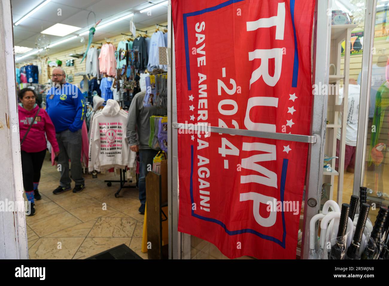 St. Augustine, Florida - December 28, 2022: Door of a gift shop with a ...