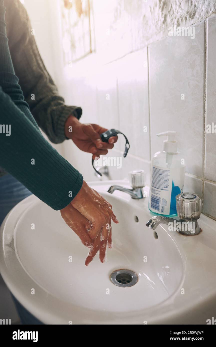 Hands are the main pathways of germ transmission. Closeup shot of an ...