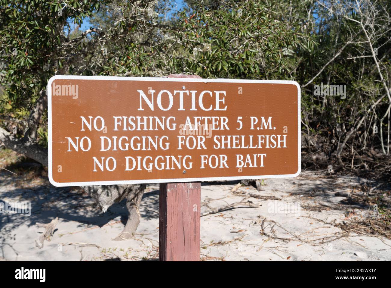 Warning sign - no fishing, no digging for shellfish or bait at the ...