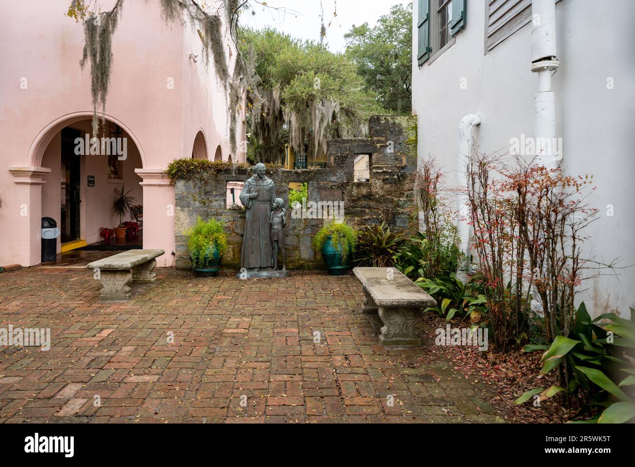 St. Augustine, Florida - December 31, 2022: Outdoor courtyard at the ...