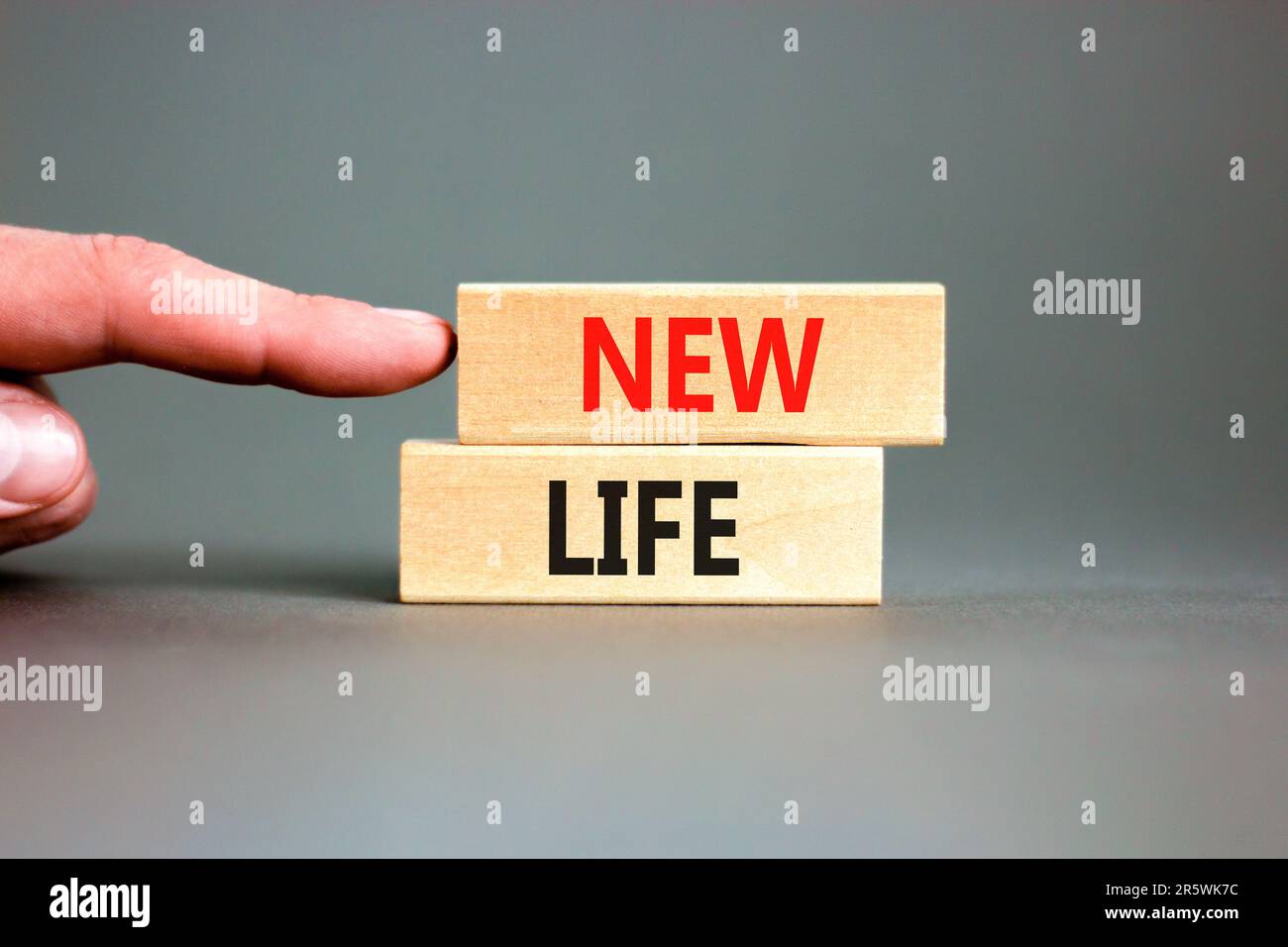 New life symbol. Concept words New life on wooden blocks on a beautiful ...