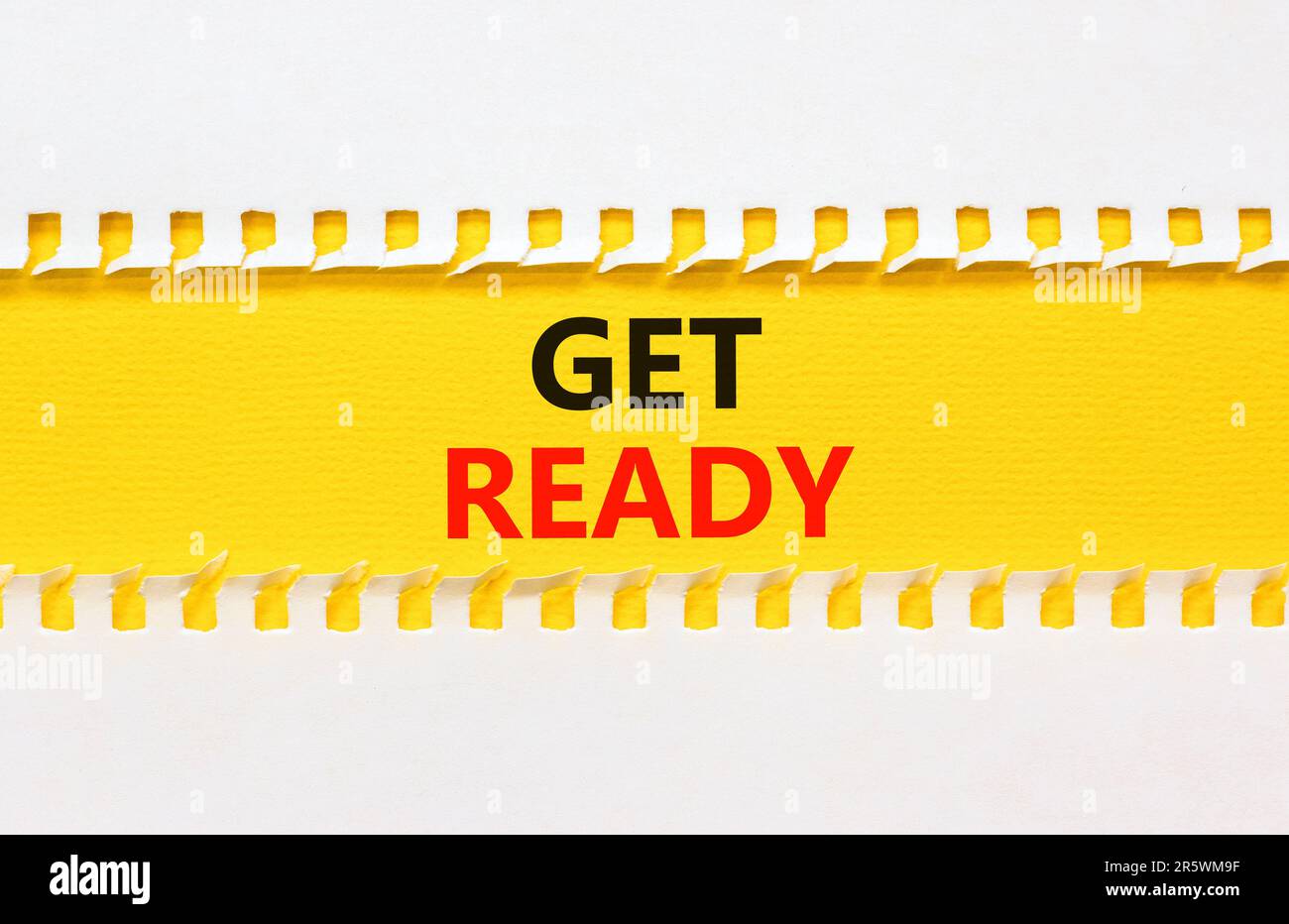 Get ready symbol. Concept words Get ready on beautiful yellow paper on ...