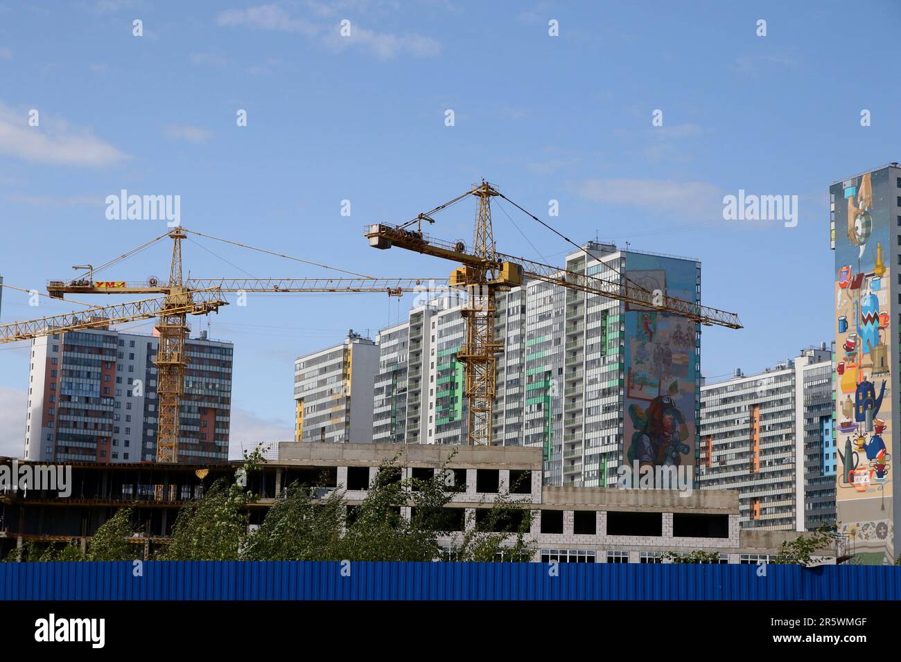 Russian Federation. Saint-Petersburg. June, summer. Construction site ...