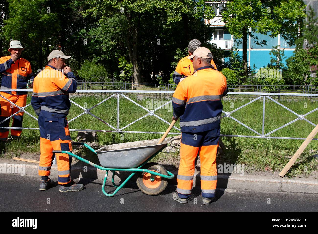 Russian Federation. Saint-Petersburg. June, summer. Road services lay ...