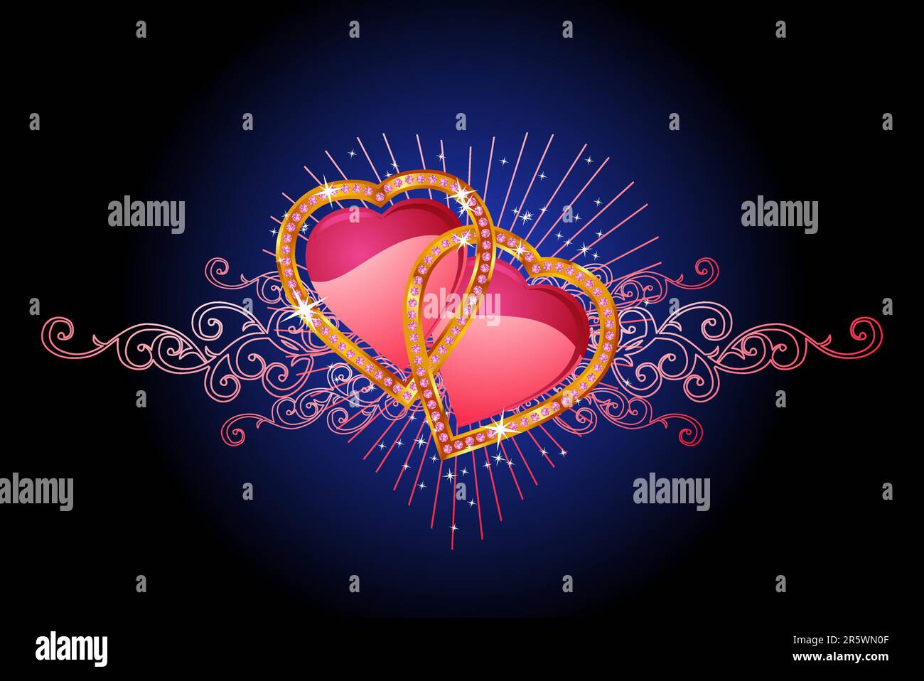 two love hearts / valentine and wedding / vector Stock Vector Image ...