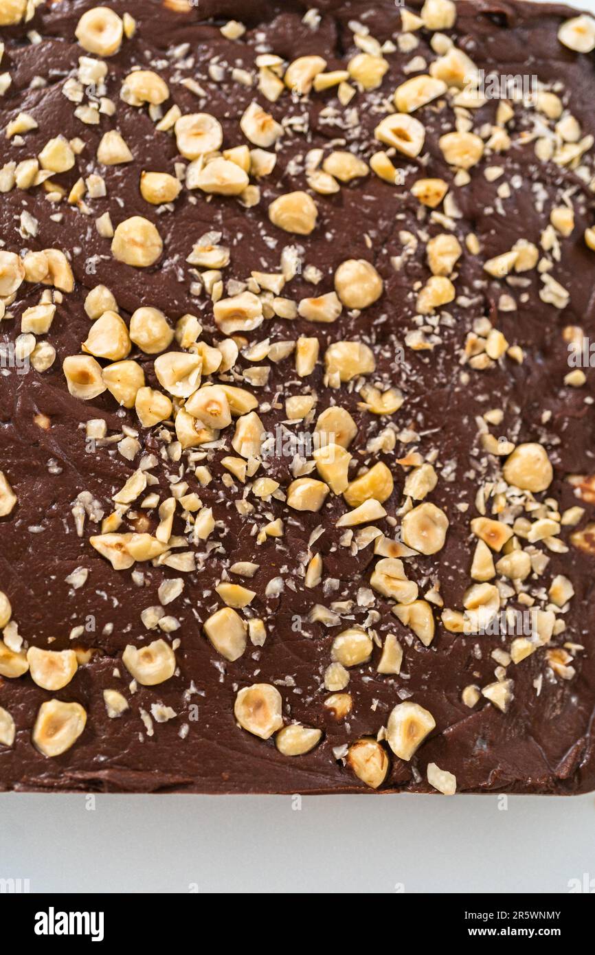Chocolate hazelnut fudge Stock Photo - Alamy