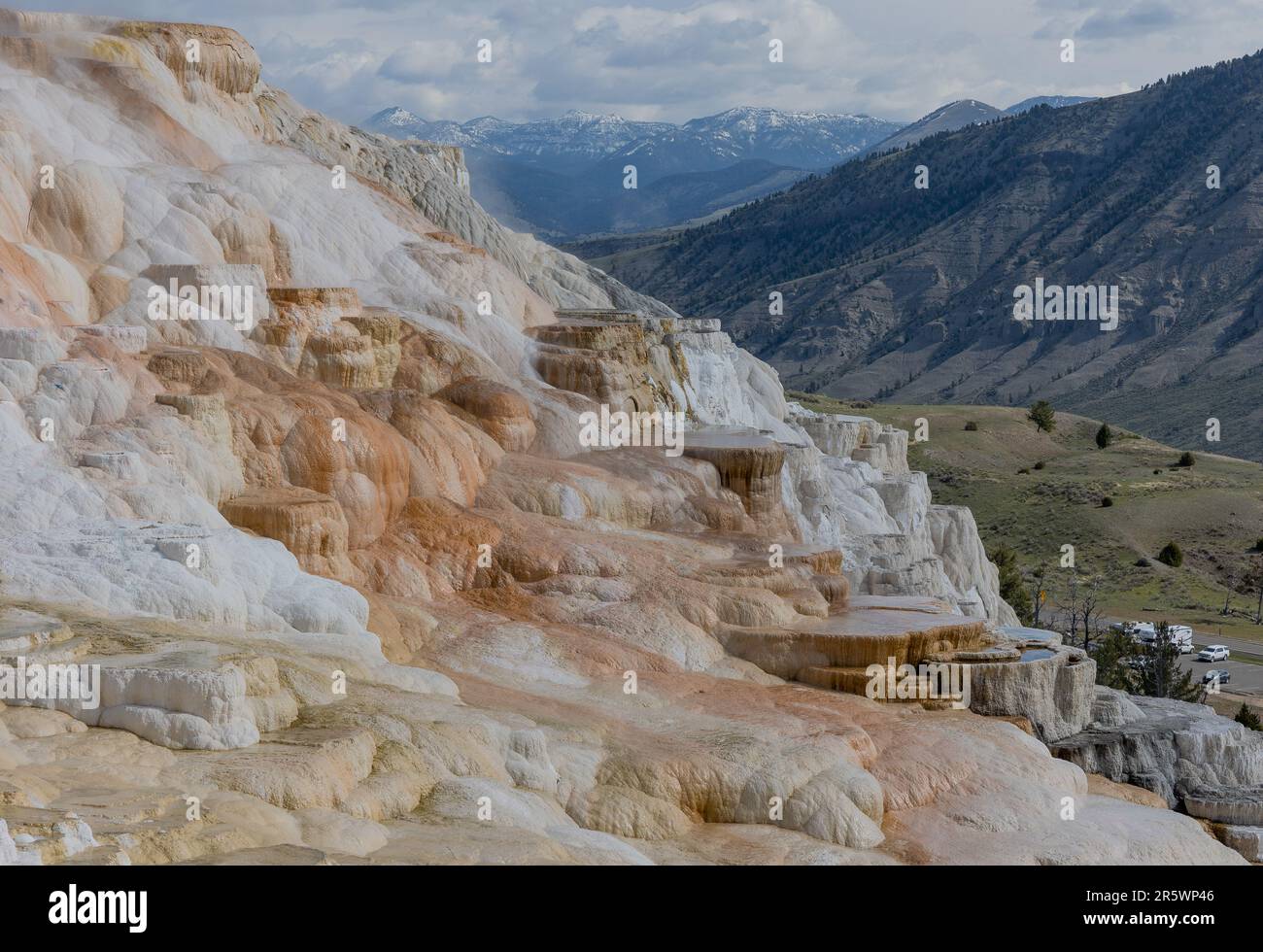 Mammoth Hot Springs Travertine Terraces Landscape in Yellowstone ...