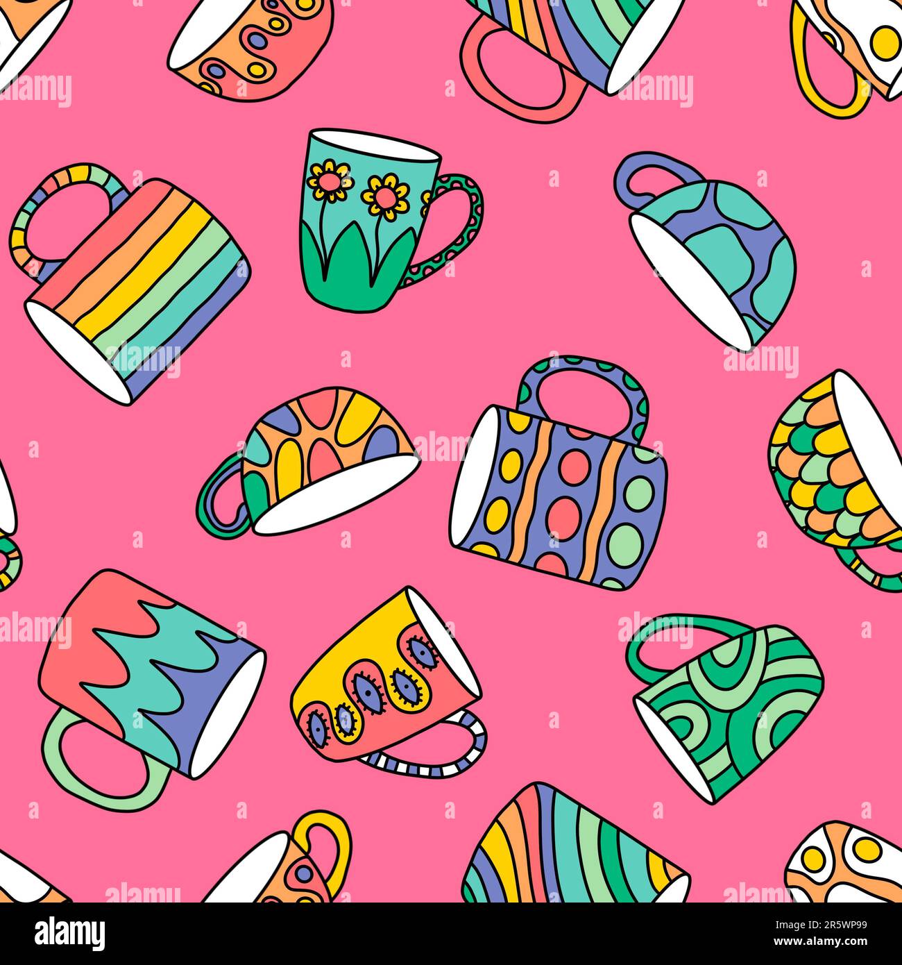 Cartoon cups seamless pattern for wrapping paper and fabrics and linens ...