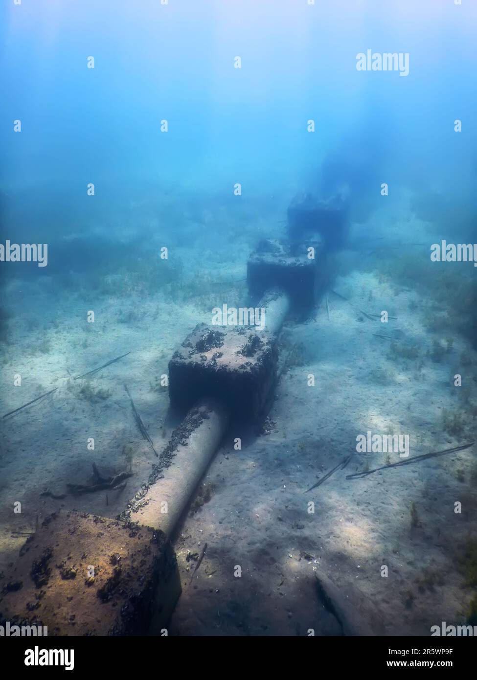 Underwater sewer wastewater pipe, environment nature pollution sea ...