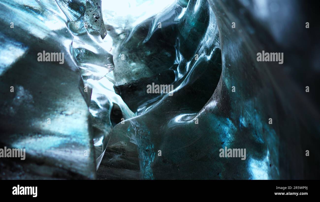 Ice rocks inside vatnajokull crevasse in iceland, frozen water blocks ...