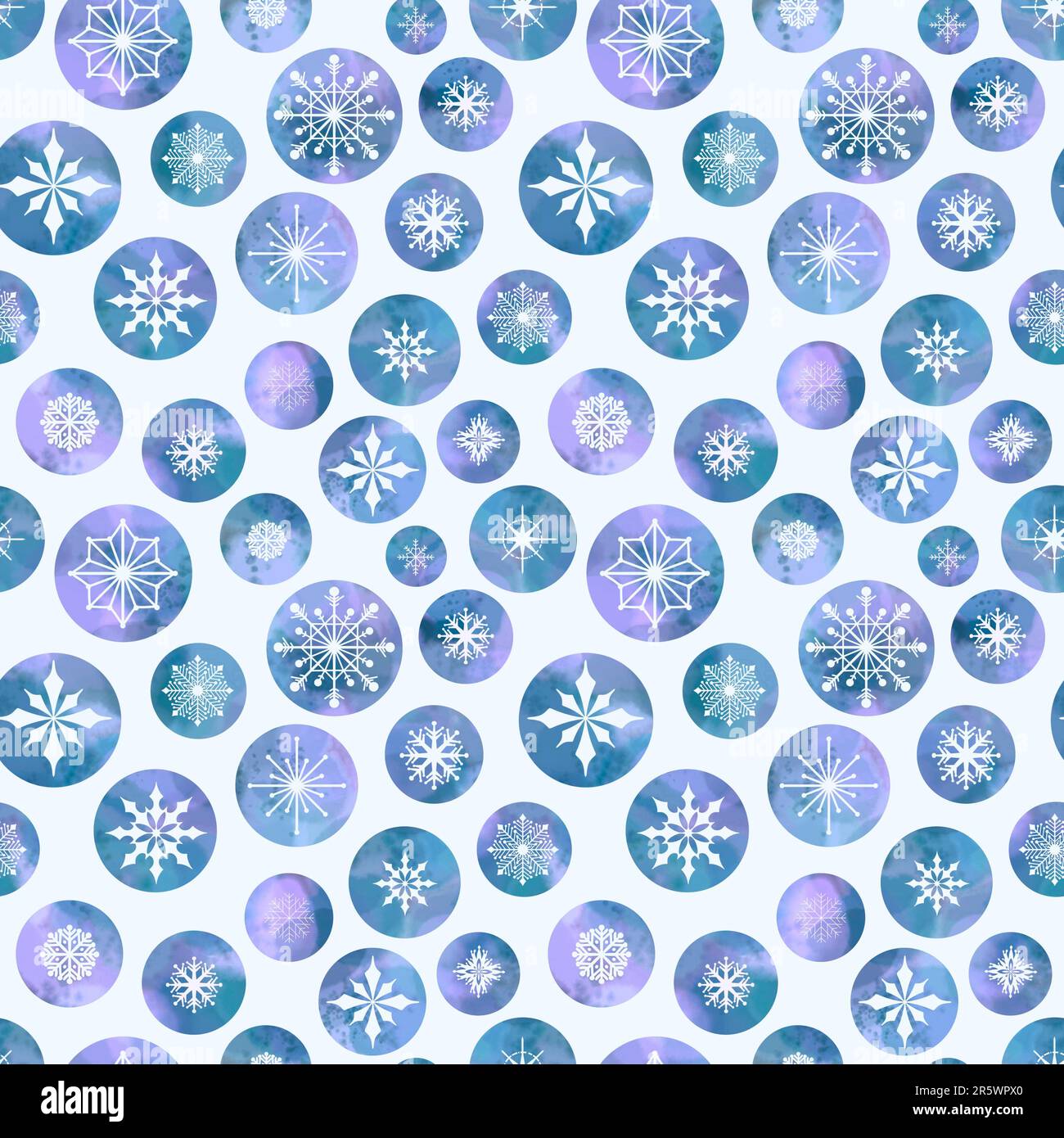Winter watercolor snowflakes seamless Christmas polka dots pattern for ...