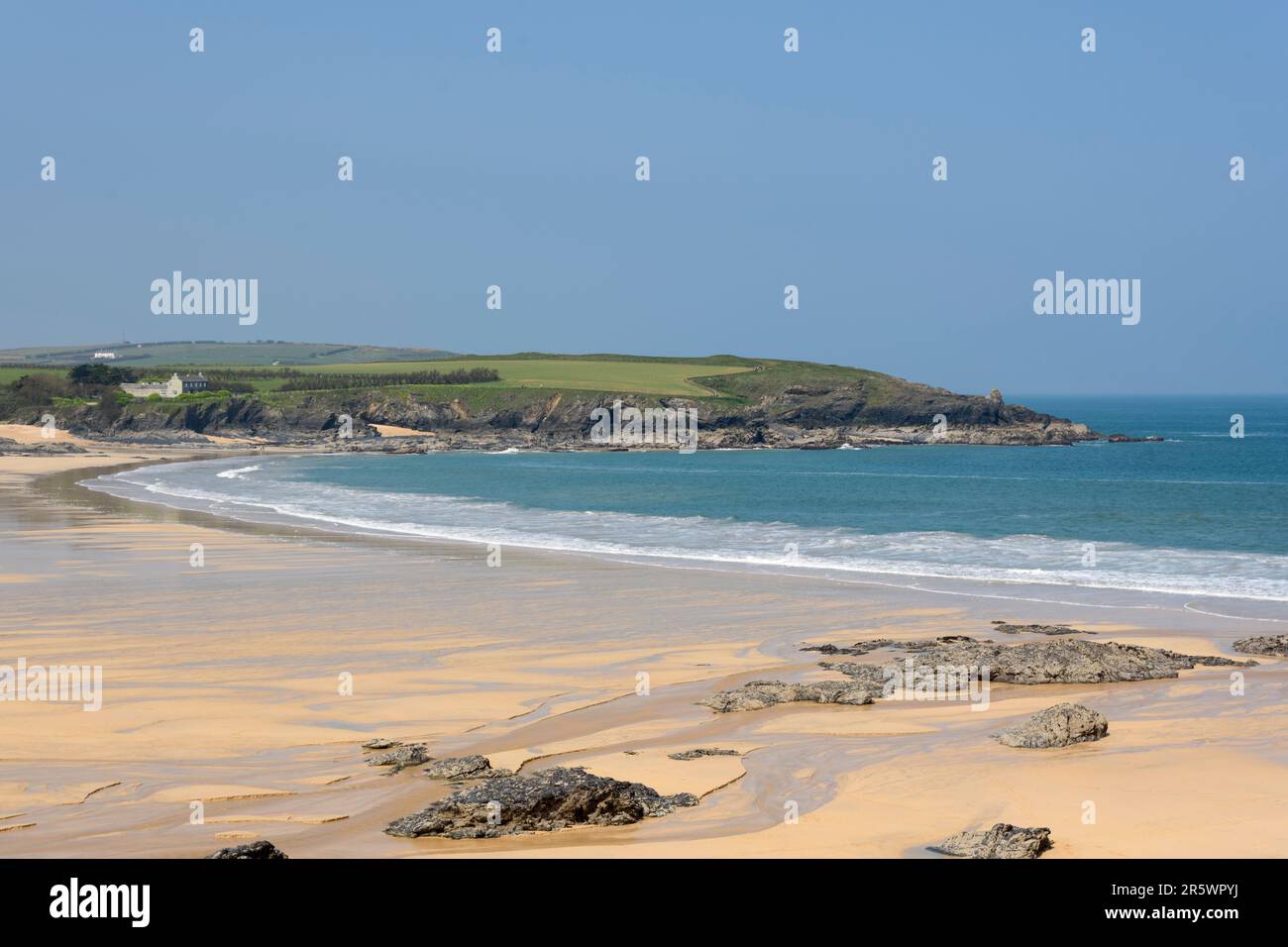 Empty beach at Harlyn Bay, Cornwall, England, UK Stock Photo - Alamy