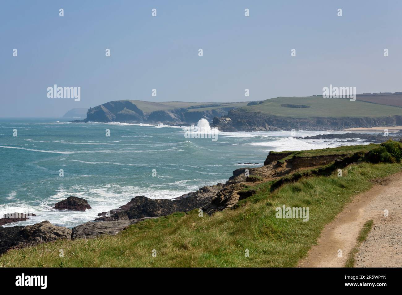 View of Trevone Bay from Harlyn Bay, Cornwall, England, UK Stock Photo ...