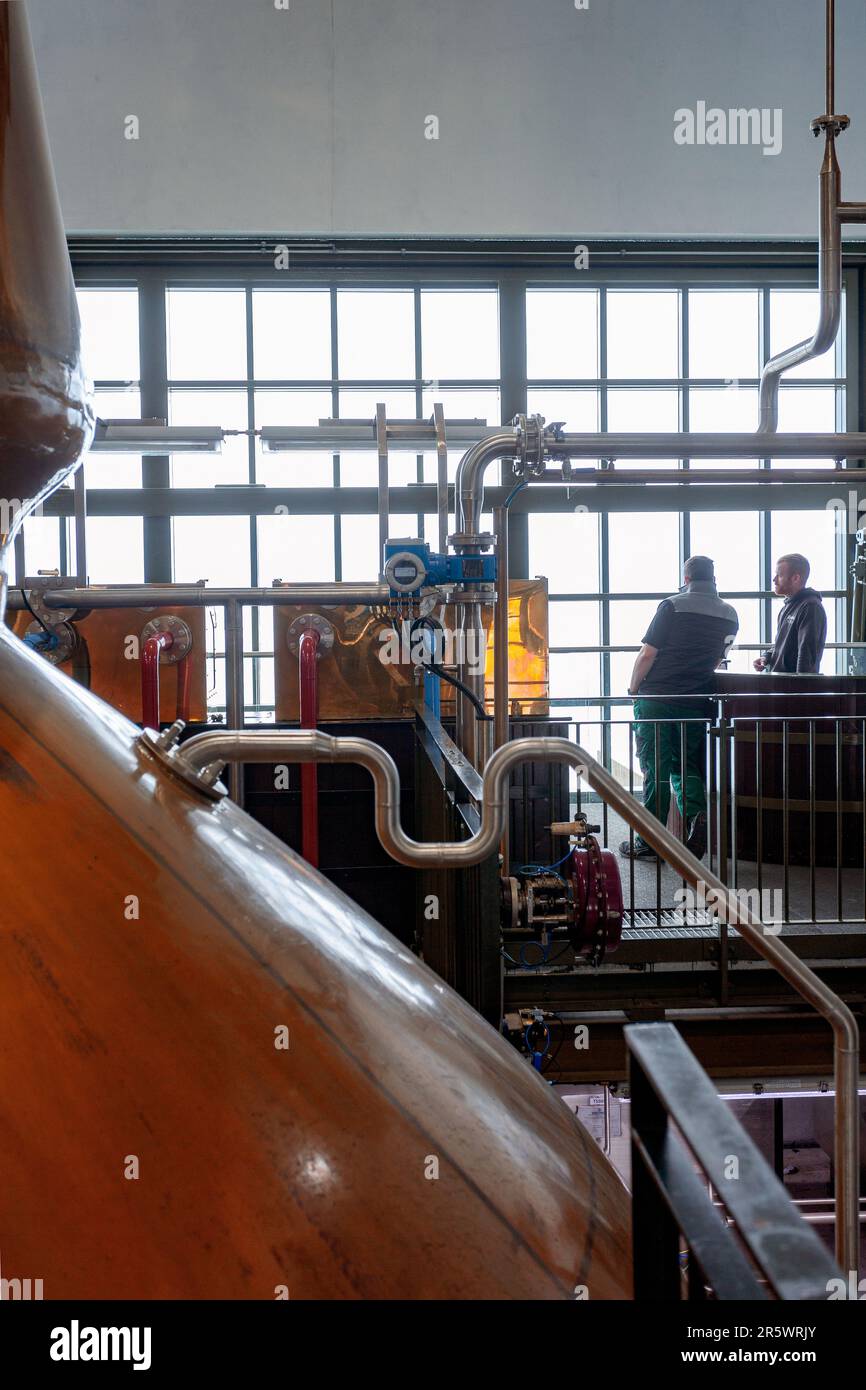 The new still room at Ardbeg Distillery, Isle of Islay, Inner Hebrides ...