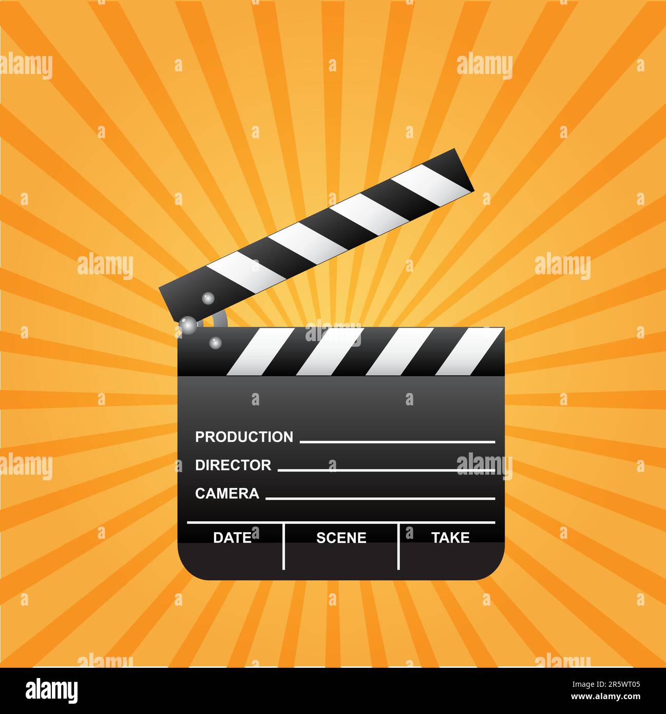 Open clapboard on orange beams background. (vector Stock Vector Image ...