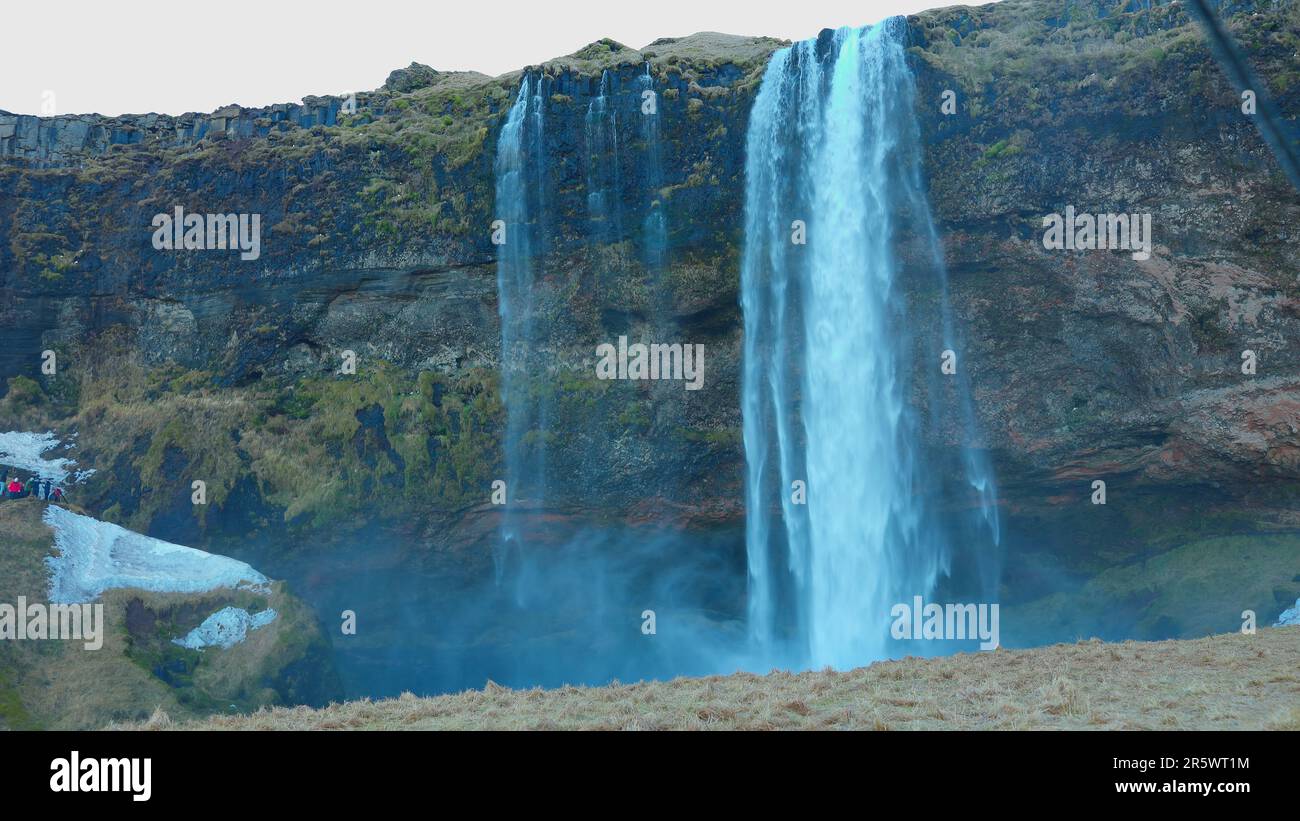 Seljalandsfoss waterfall in reykjavik circa March 2023 with icelandic ...