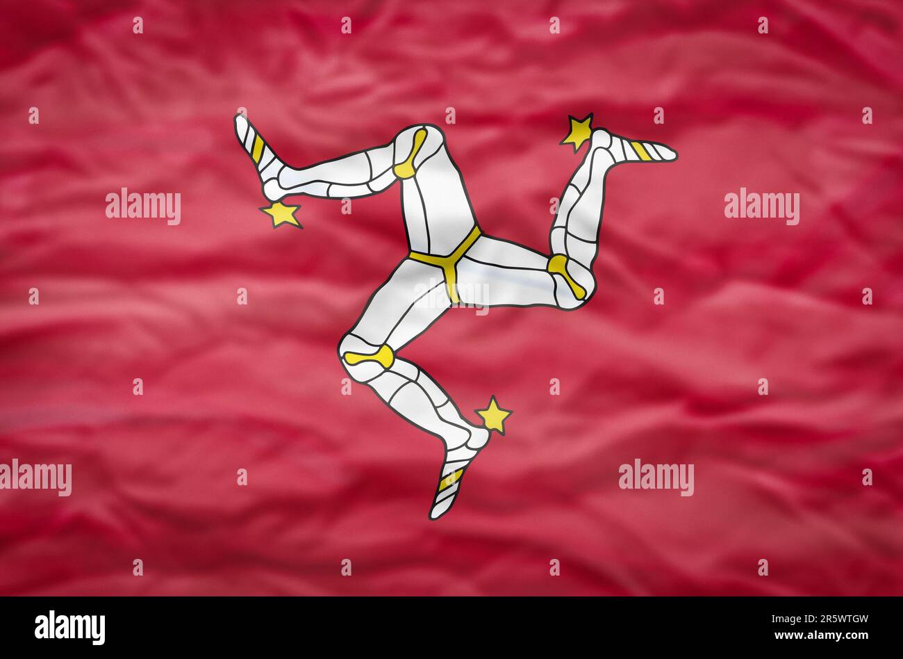 Isle of Man flag on a wavy background. Wavy flag of Isle of Man fills ...