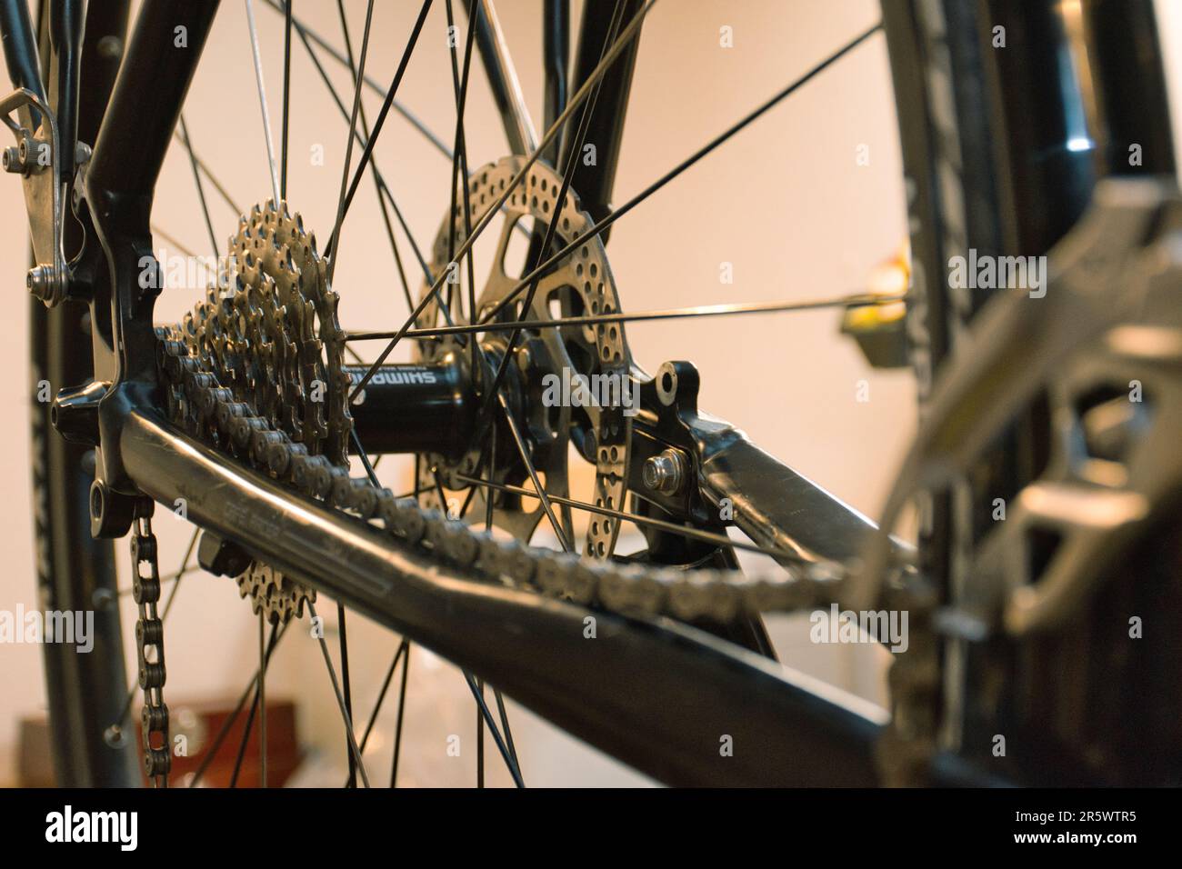 This high-resolution image features a vintage bicycle and its chain ...