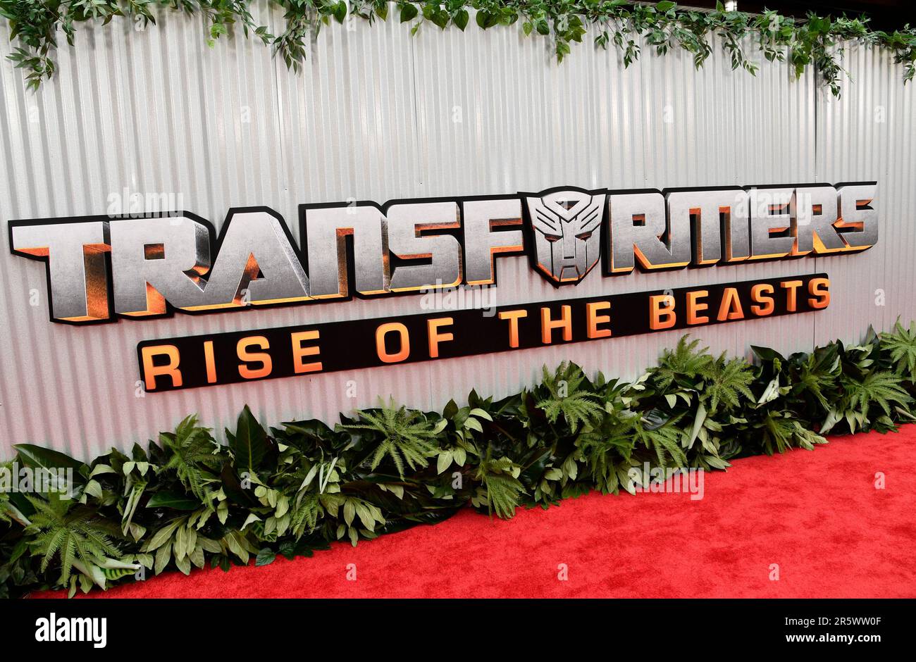 Signage appears at the premiere of "Transformers: Rise of the Beasts ...