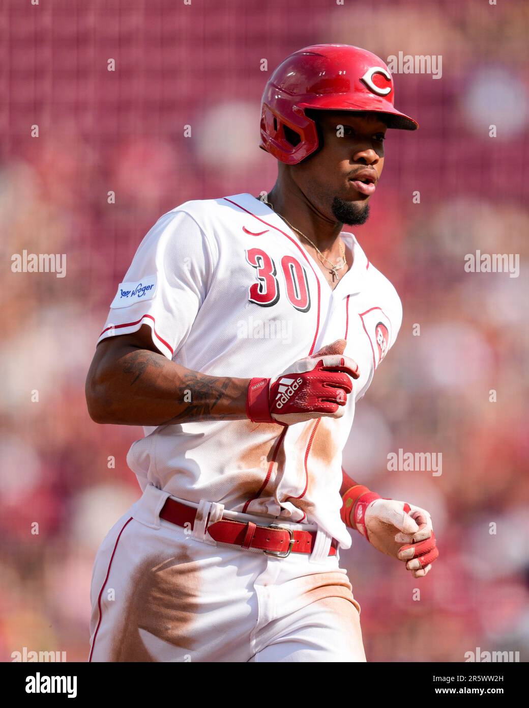 Cincinnati Reds' Will Benson (30) plays during a baseball game against ...