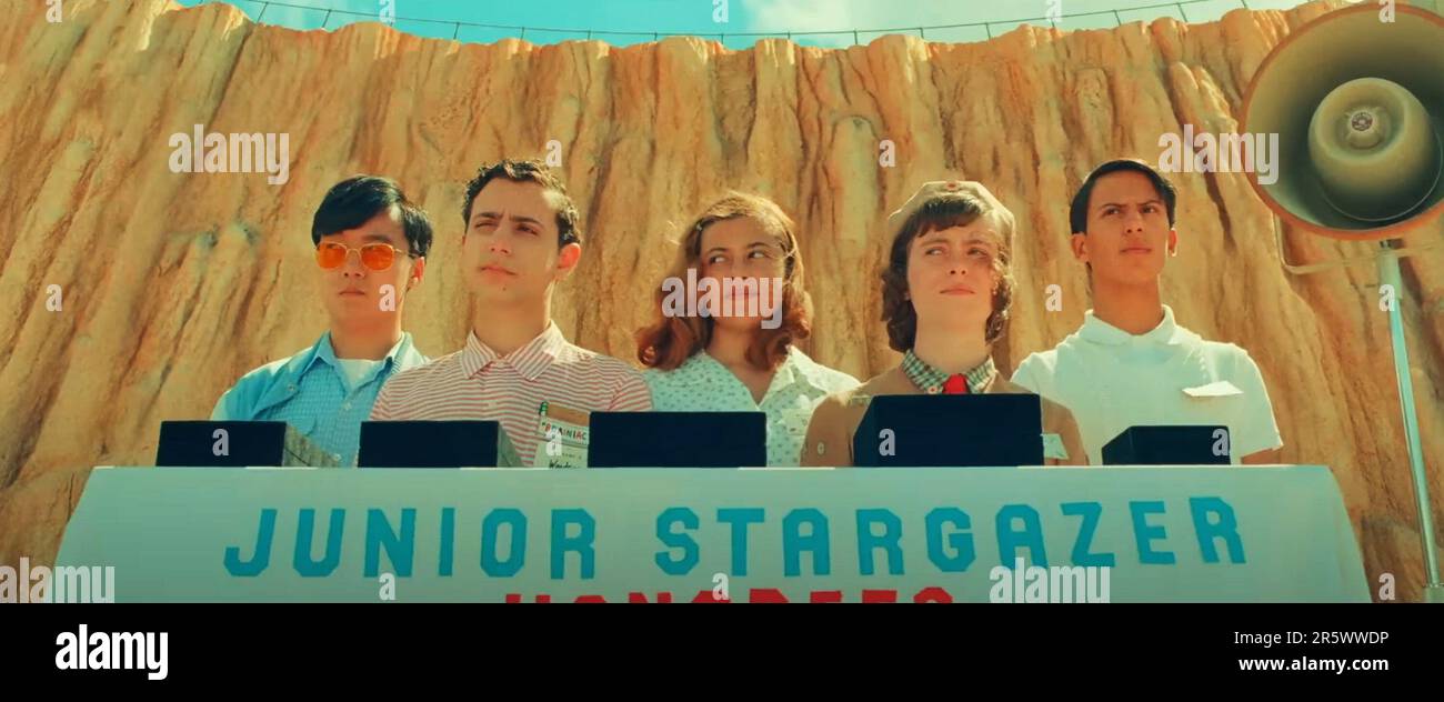 ASTEROID CITY, from left: Ethan Josh Lee, Grace Edwards, Zoe Bernard, Aristou Meehan, 2023 ...