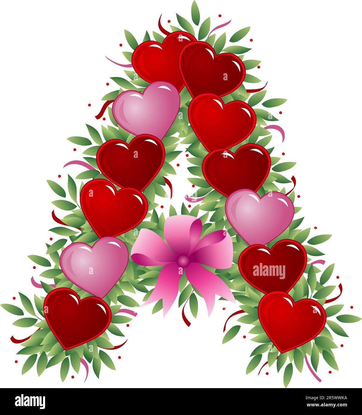 Letter A with heart, bow, ribbon and leaf Stock Vector Image & Art - Alamy