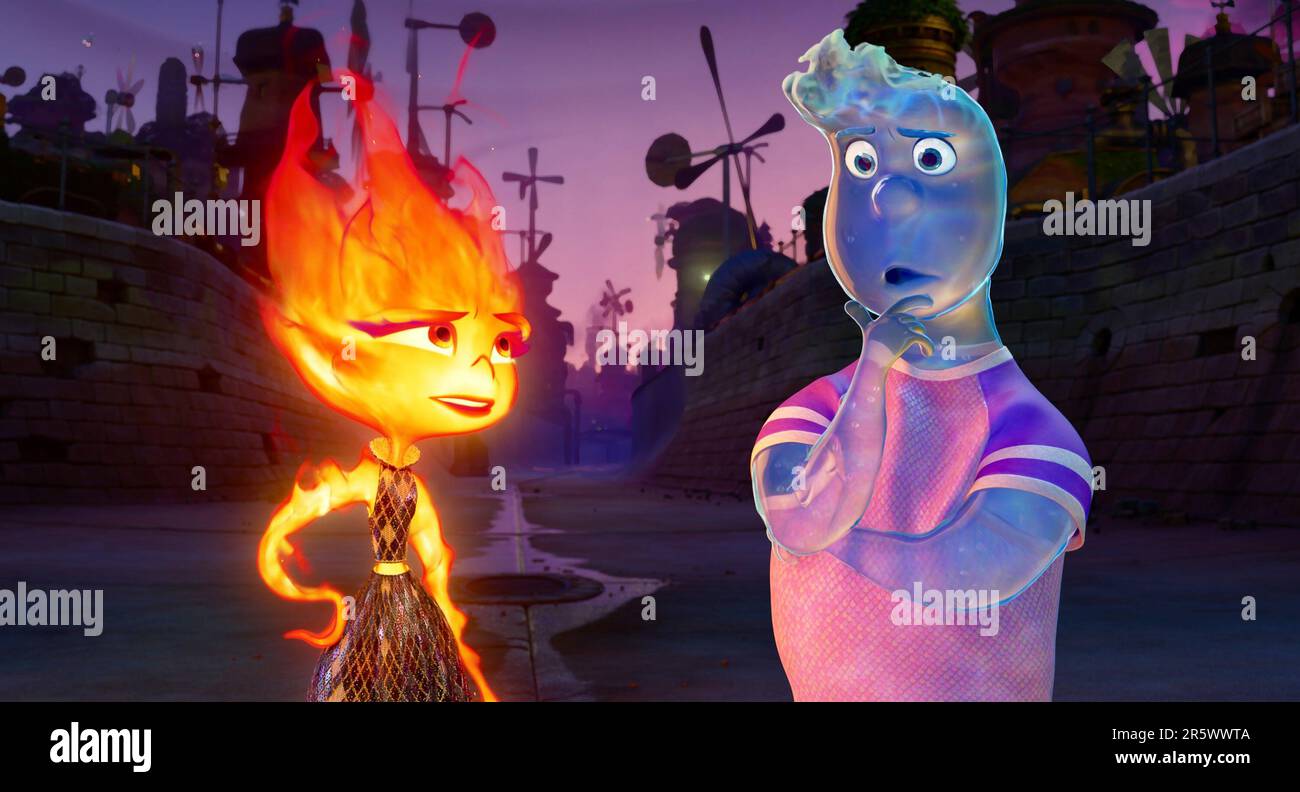 ELEMENTAL, from left: Ember (voice: Leah Lewis), Wade (voice: Mamoudou ...