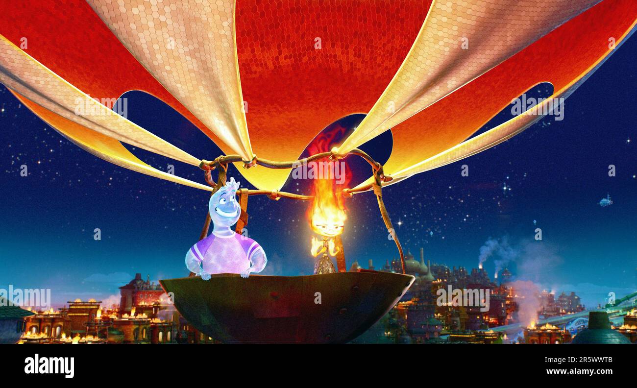 ELEMENTAL, from left: Wade (voice: Mamoudou Athie), Ember (voice: Leah ...