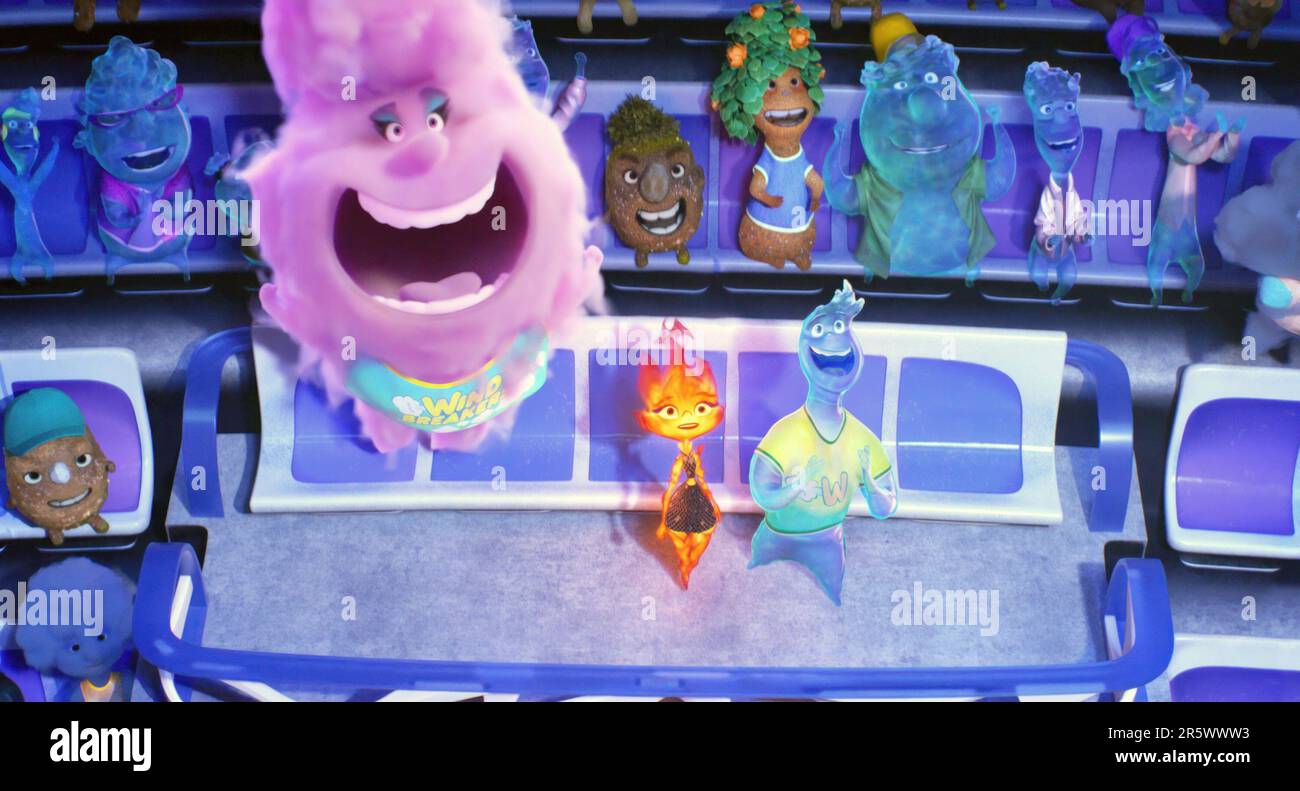 ELEMENTAL, from left: Gale (voice: Wendi McLendon-Covey), Ember (voice ...