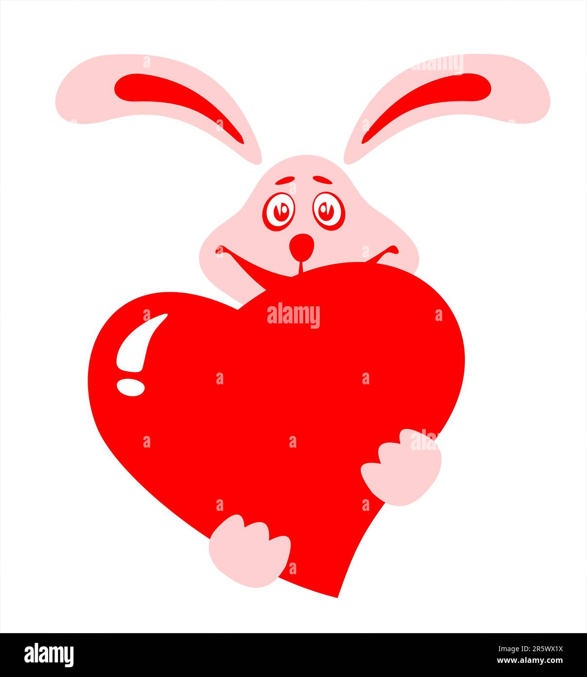 Stylized rabbit with heart on a white background. Valentines ...