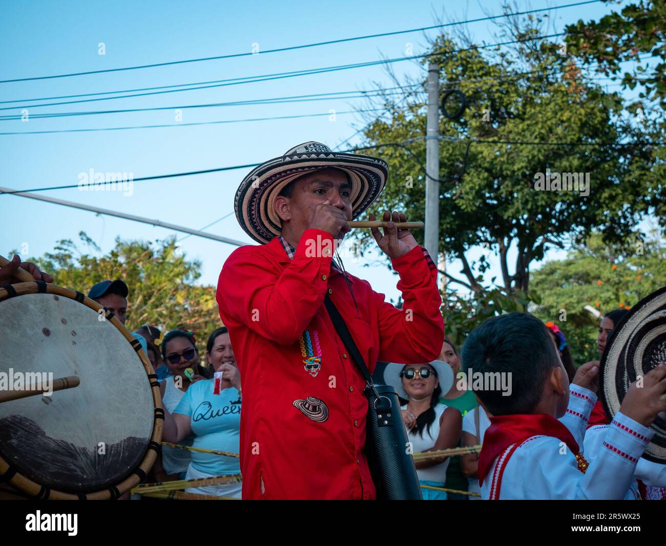 Barranquilla, Colombia - February 21 2023: Colombian Man Dressed in Red ...